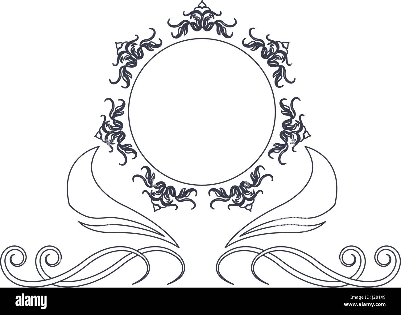 round decorative frame flourish calligraphy monochrome Stock Vector ...