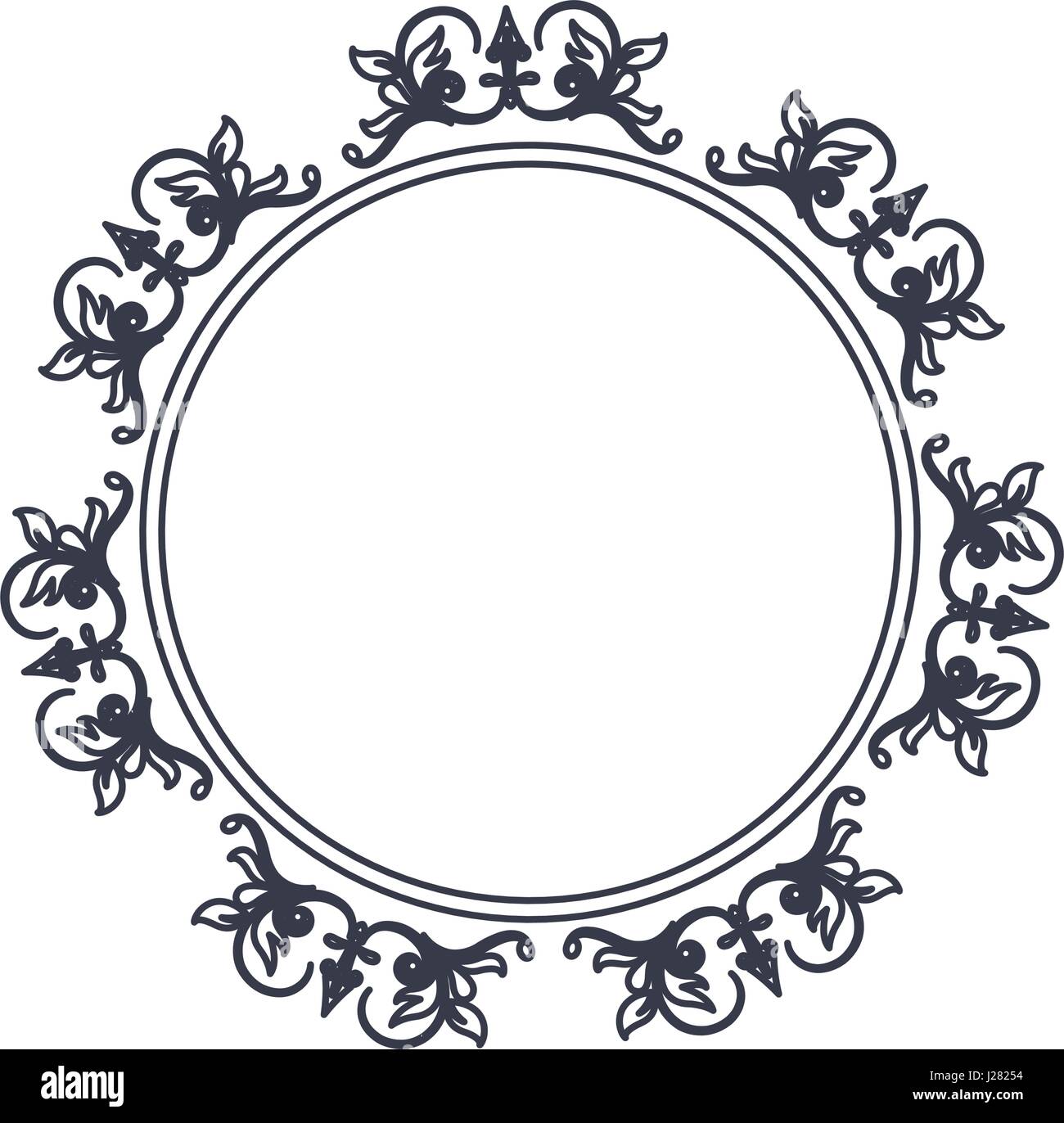round decorative frame flourish calligraphy monochrome Stock Vector ...