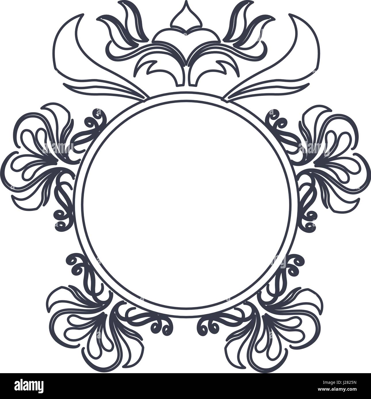 round decorative frame flourish calligraphy monochrome Stock Vector ...