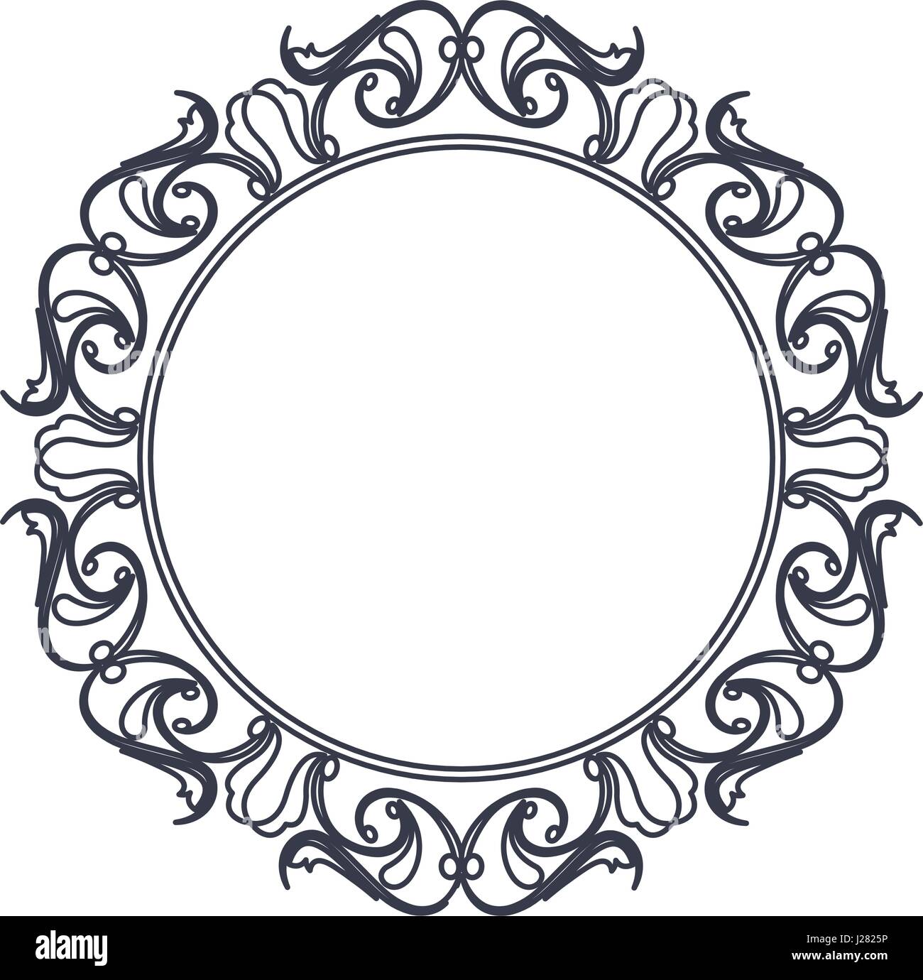 round decorative frame flourish calligraphy monochrome Stock Vector ...