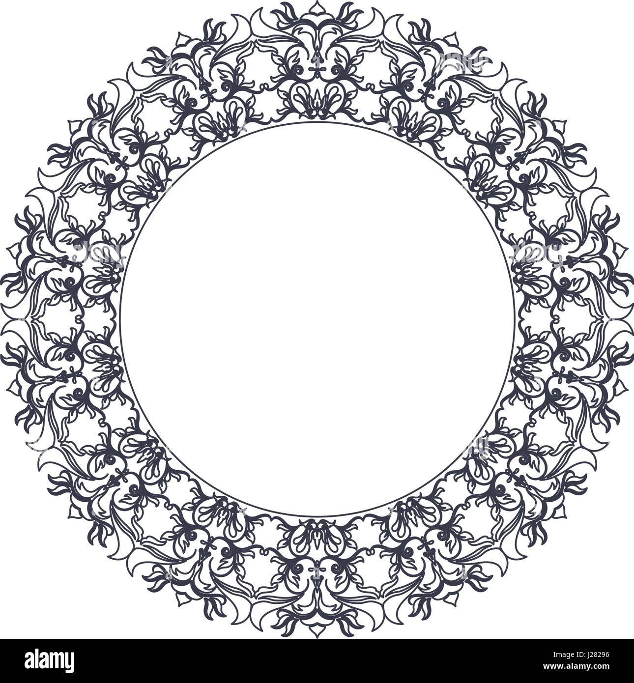 round decorative frame flourish calligraphy monochrome Stock Vector ...