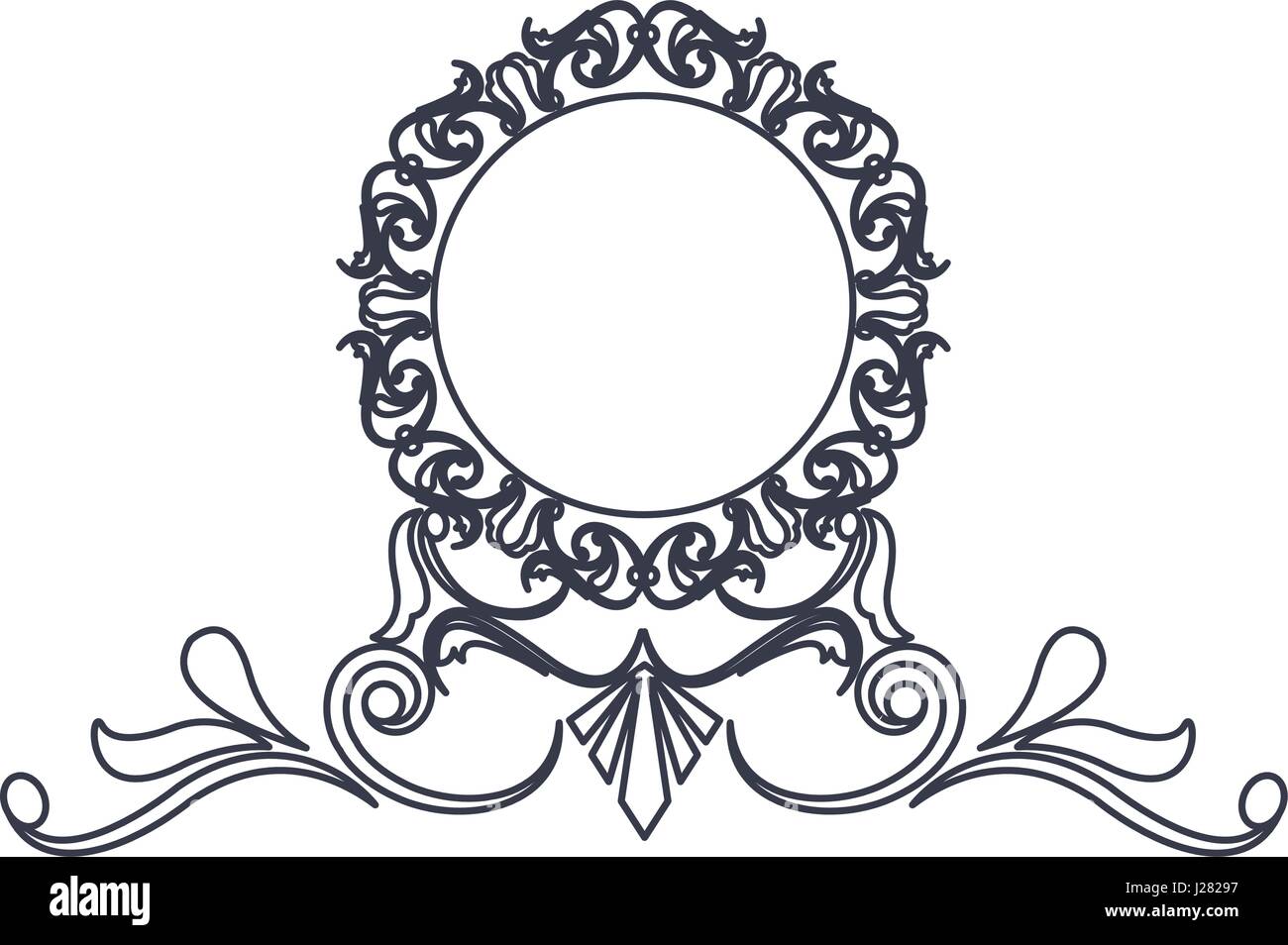 round decorative frame flourish calligraphy monochrome Stock Vector ...