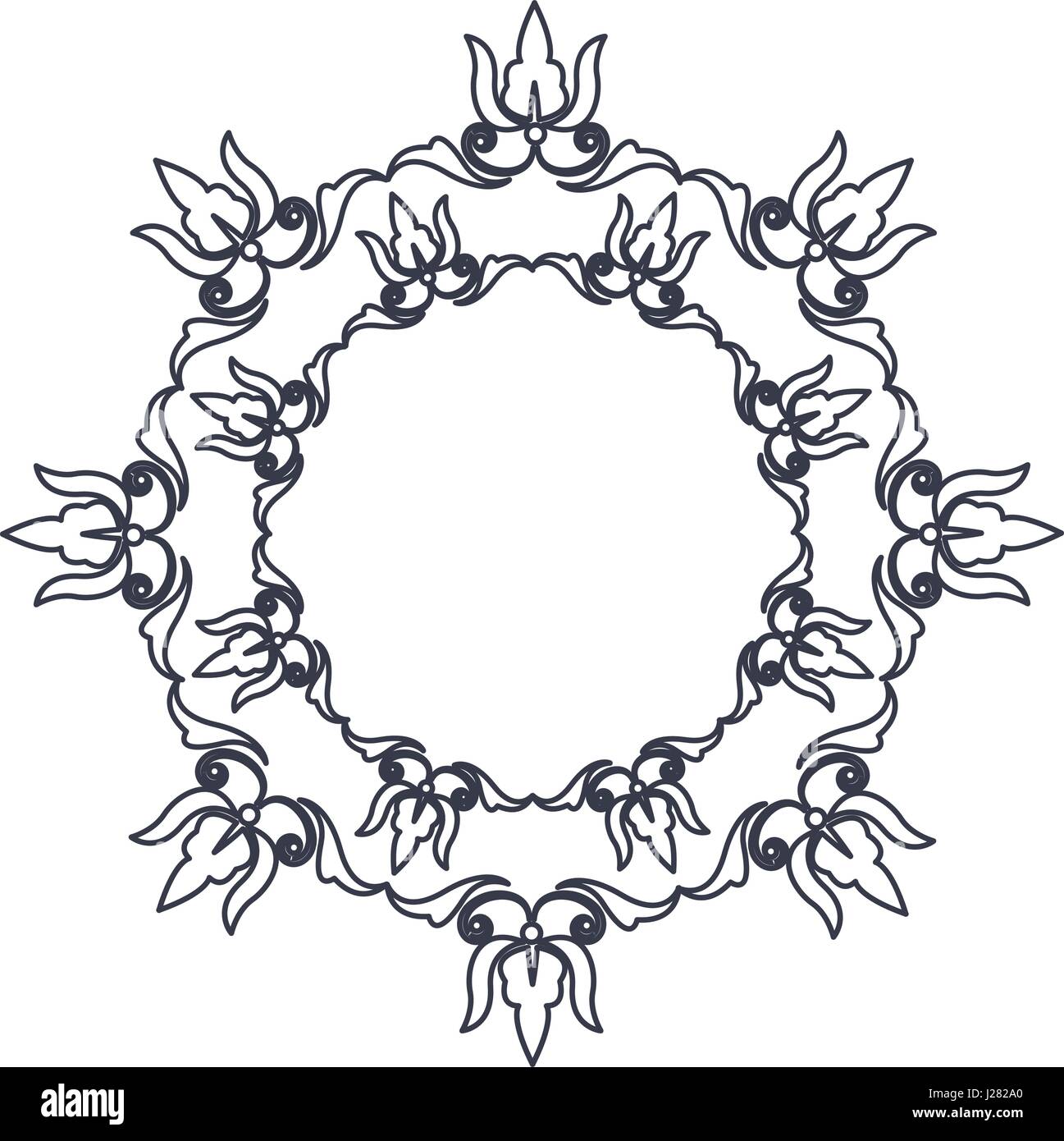 round decorative frame flourish calligraphy monochrome Stock Vector ...
