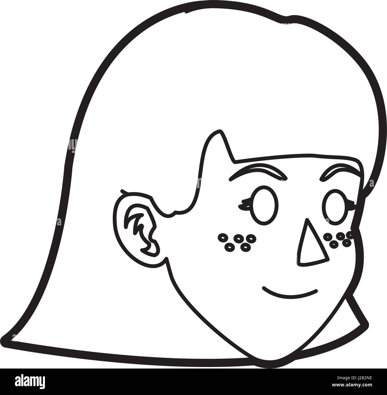 cartoon face woman girl female line image Stock Vector Image & Art - Alamy