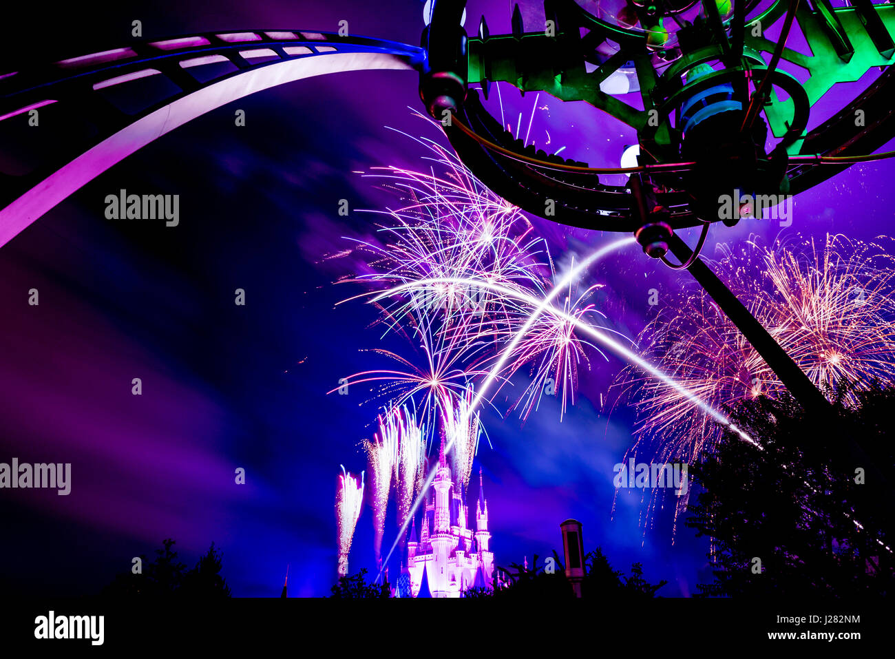 Fireworks in Magic Kingdom from Tomorrowland Stock Photo - Alamy