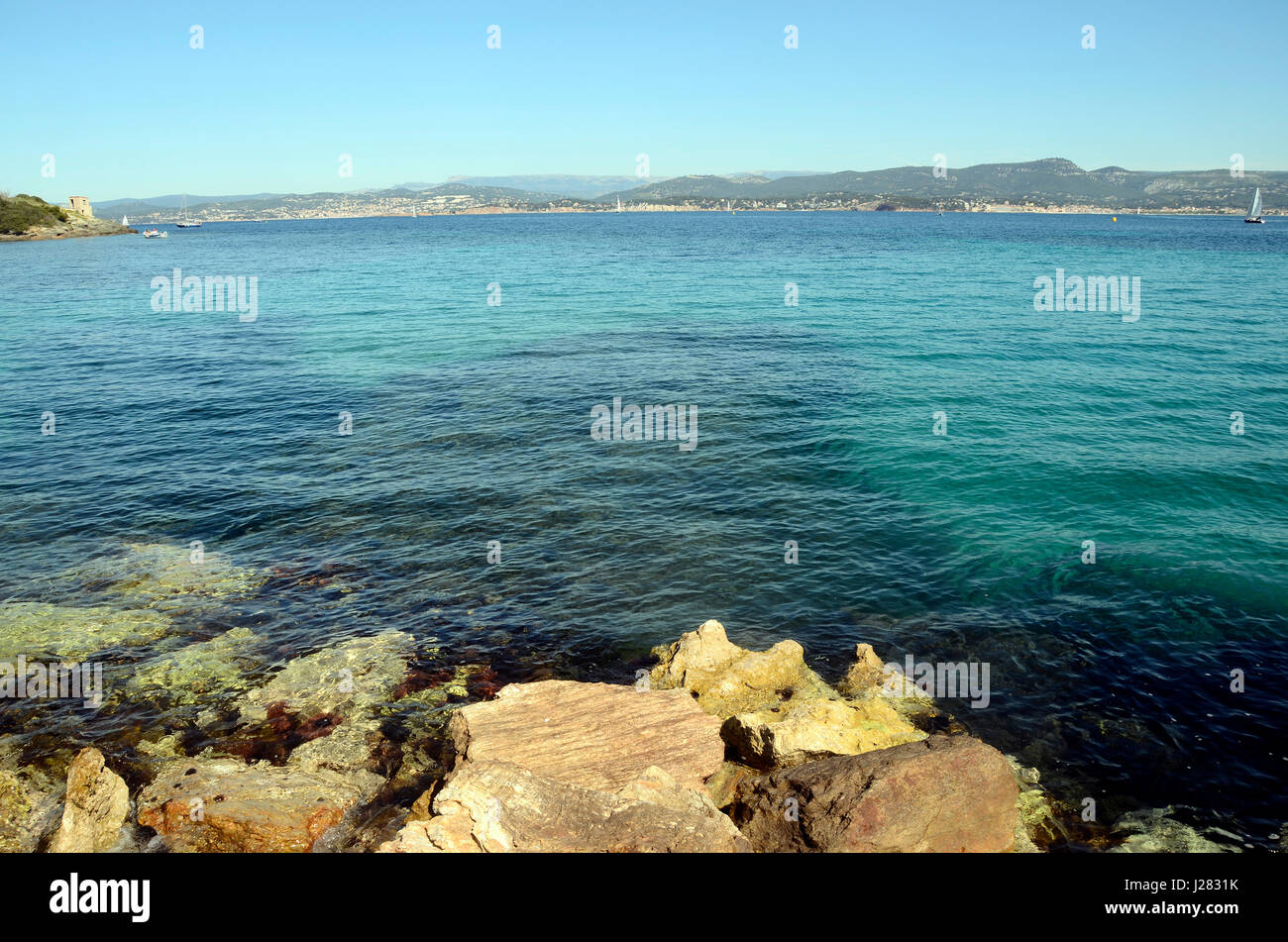 Embiez island landscape, near Bandol, french riviera and mediterranean ...