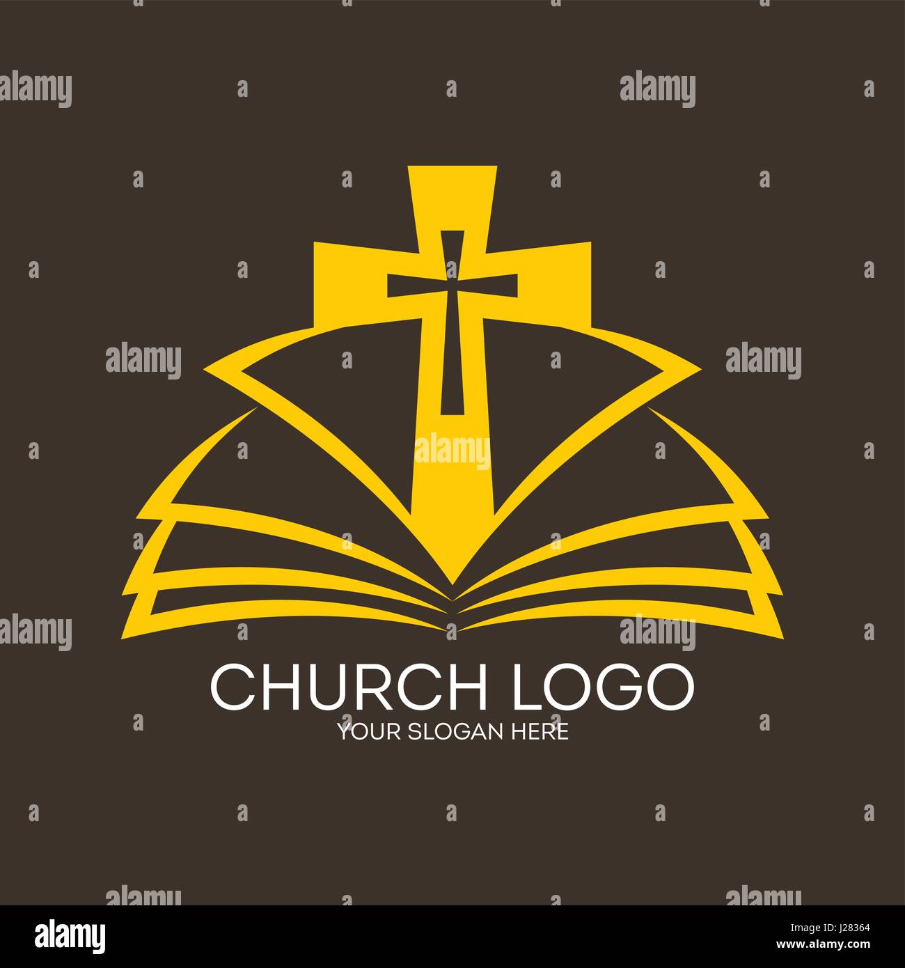 Church logo. The open bible and the cross of Jesus Stock Vector Image ...