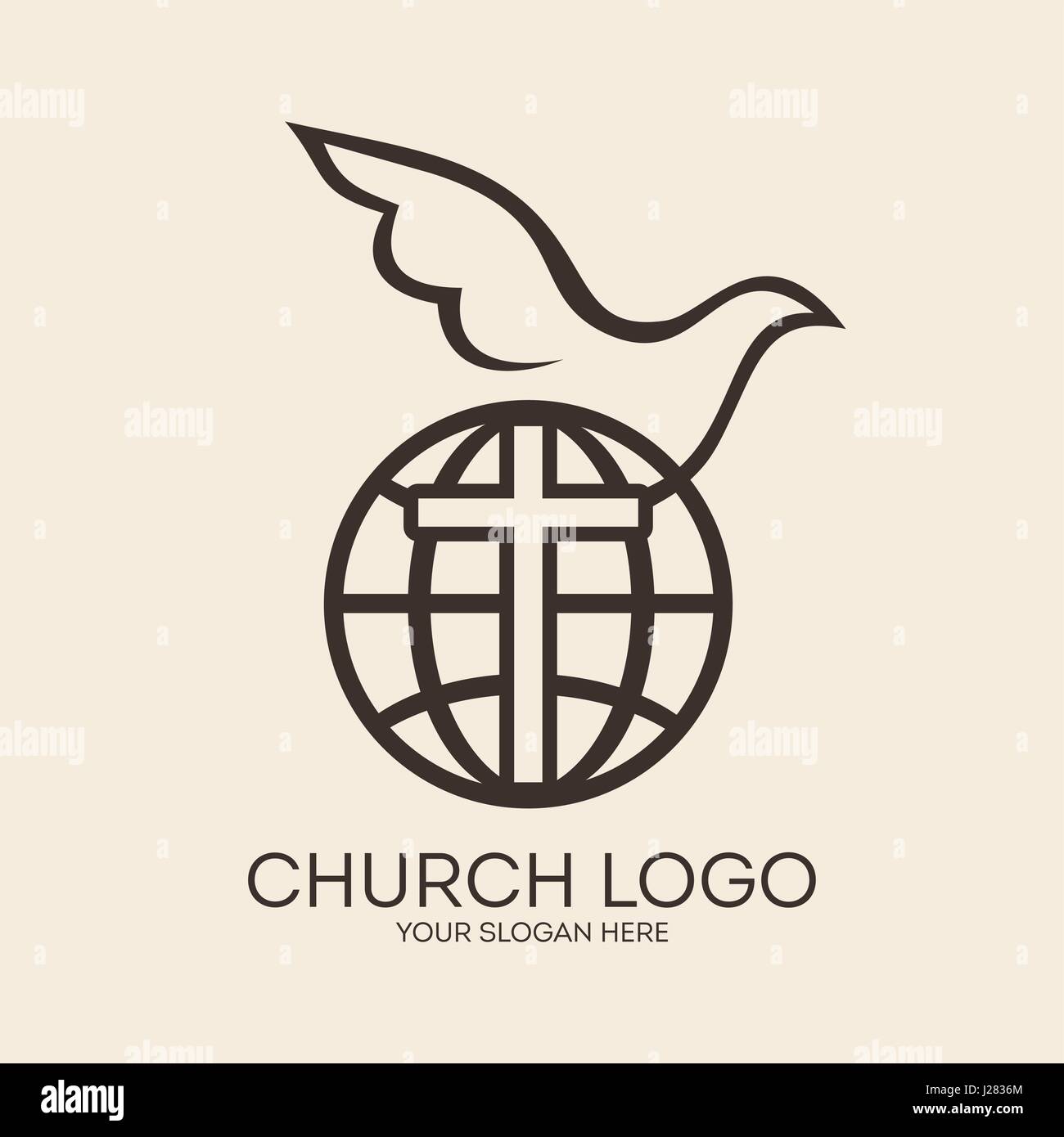 Church logo. The cross of Jesus, the globe and the dove Stock Vector ...