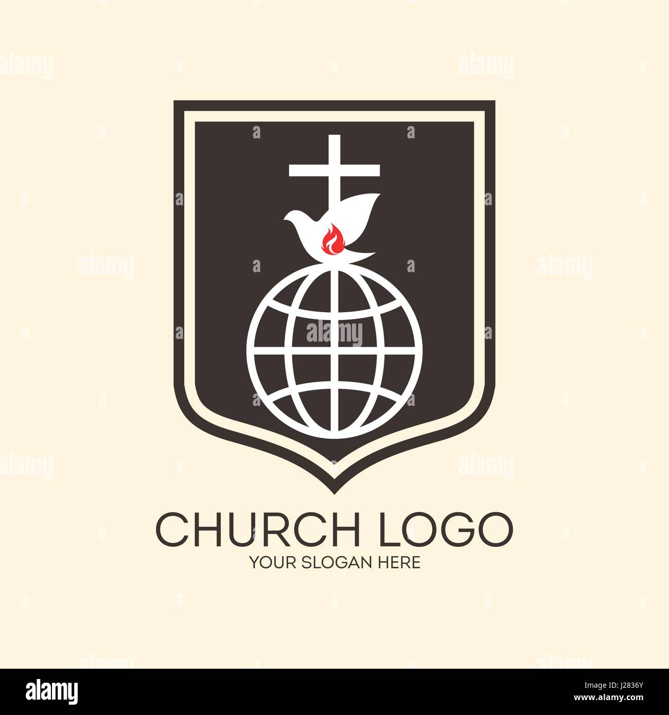 Church logo. Cross, globe, dove Stock Vector Image & Art - Alamy