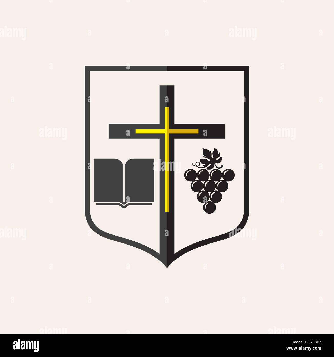 Church logo. The cross of Jesus, the Bible and the vine Stock Vector ...