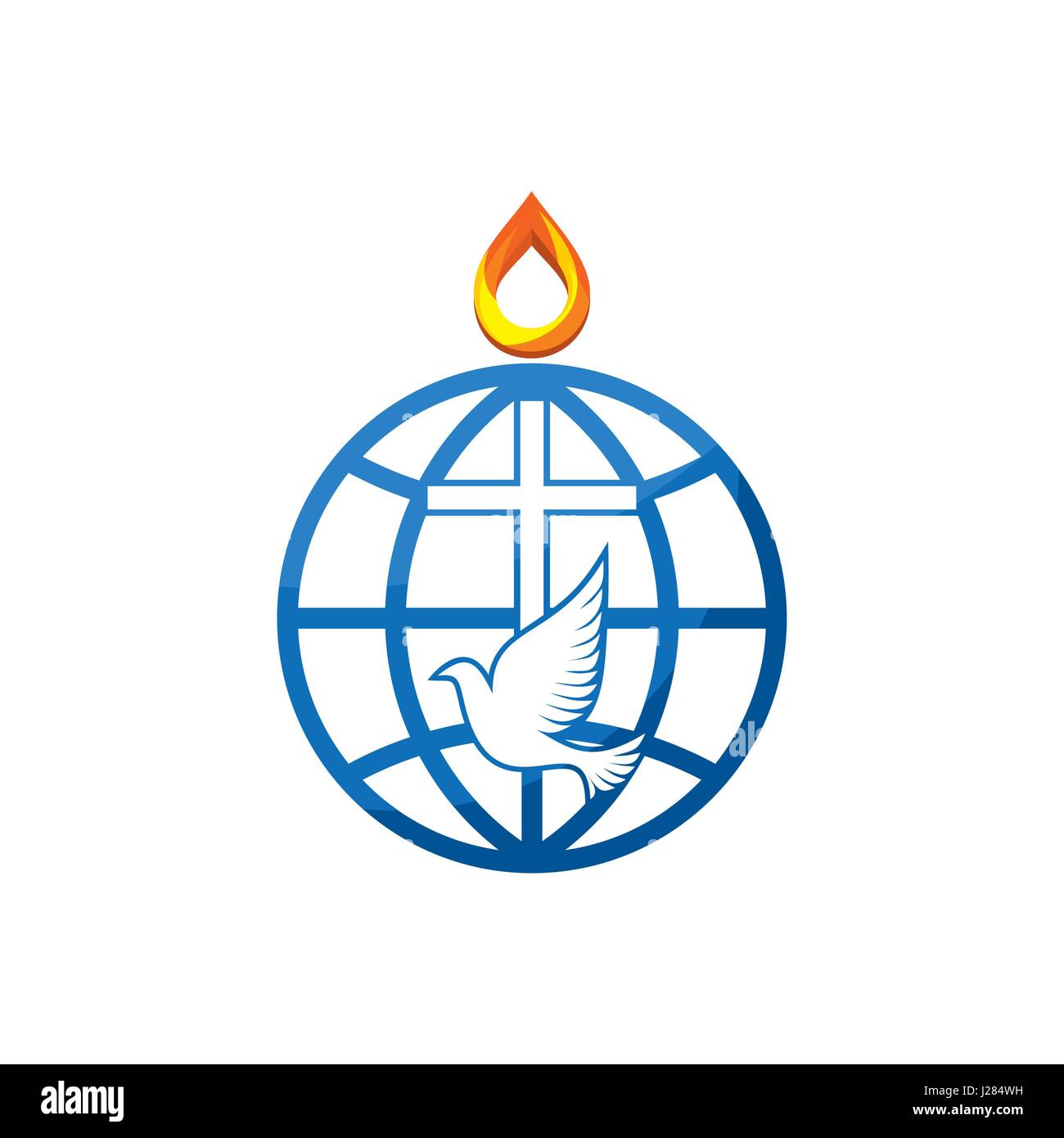 Church logo. Cross, dove and globe world Stock Vector Image & Art - Alamy