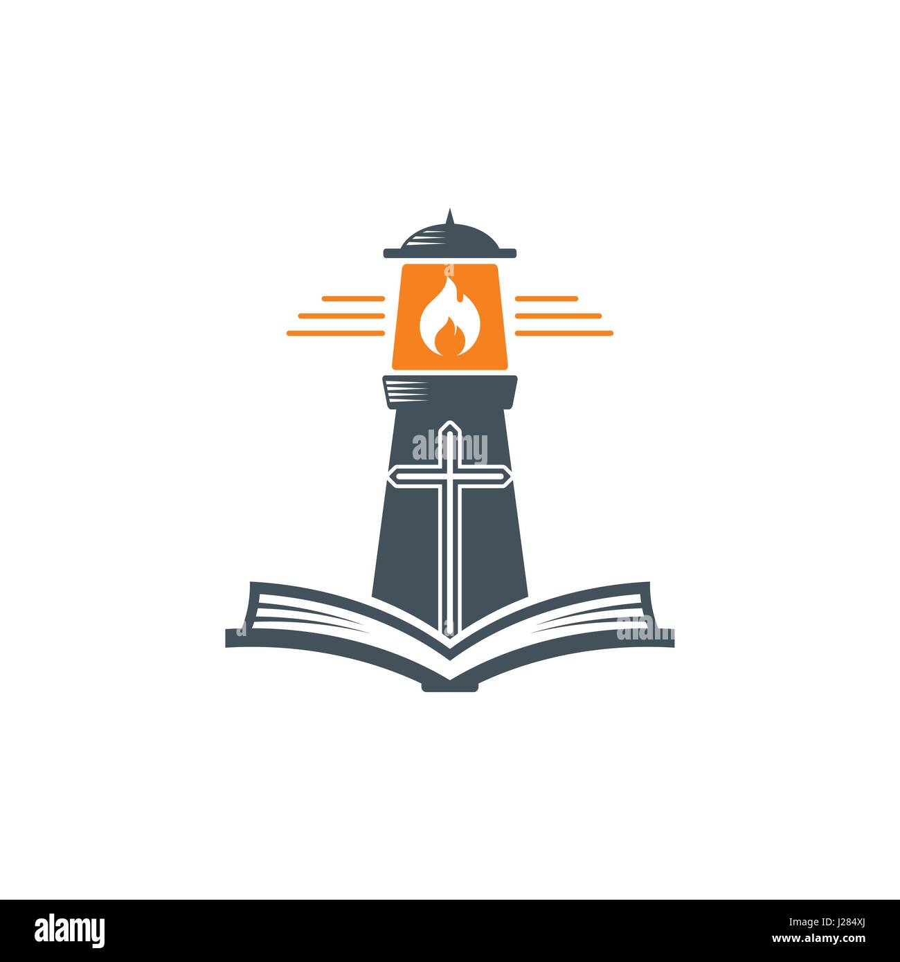 Church logo. God's lighthouse and the Holy Scripture Stock Vector Image ...