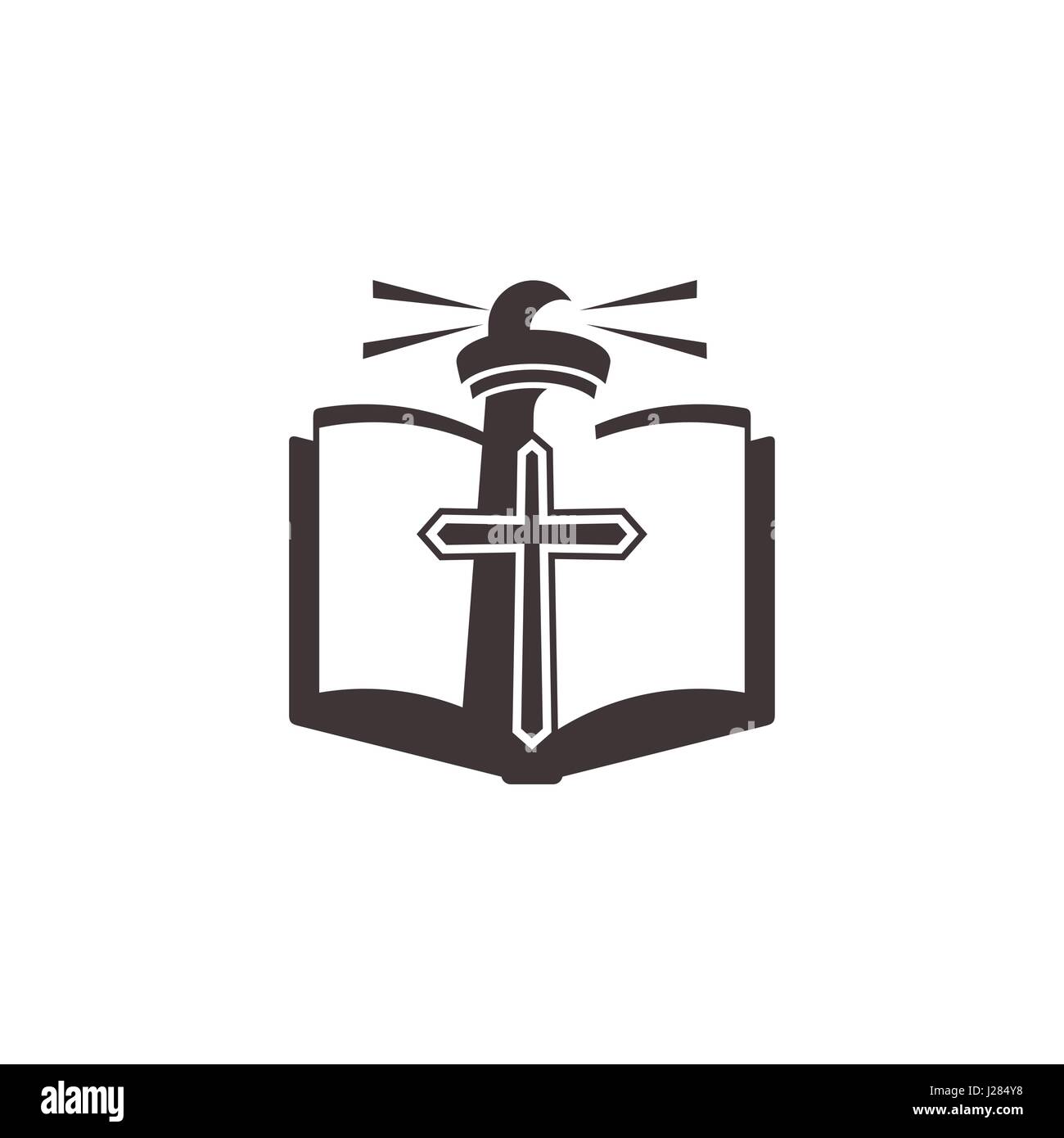 Church logo. God's lighthouse and the Holy Scripture Stock Vector Image ...