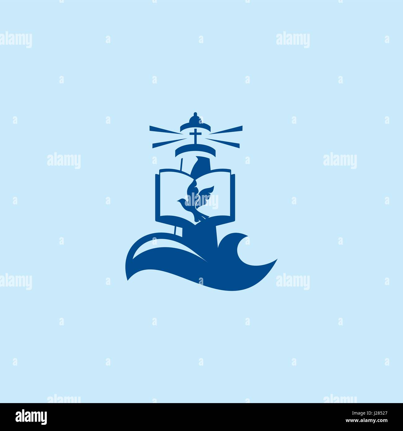 Church logo. God's lighthouse and the Holy Scripture Stock Vector Image ...