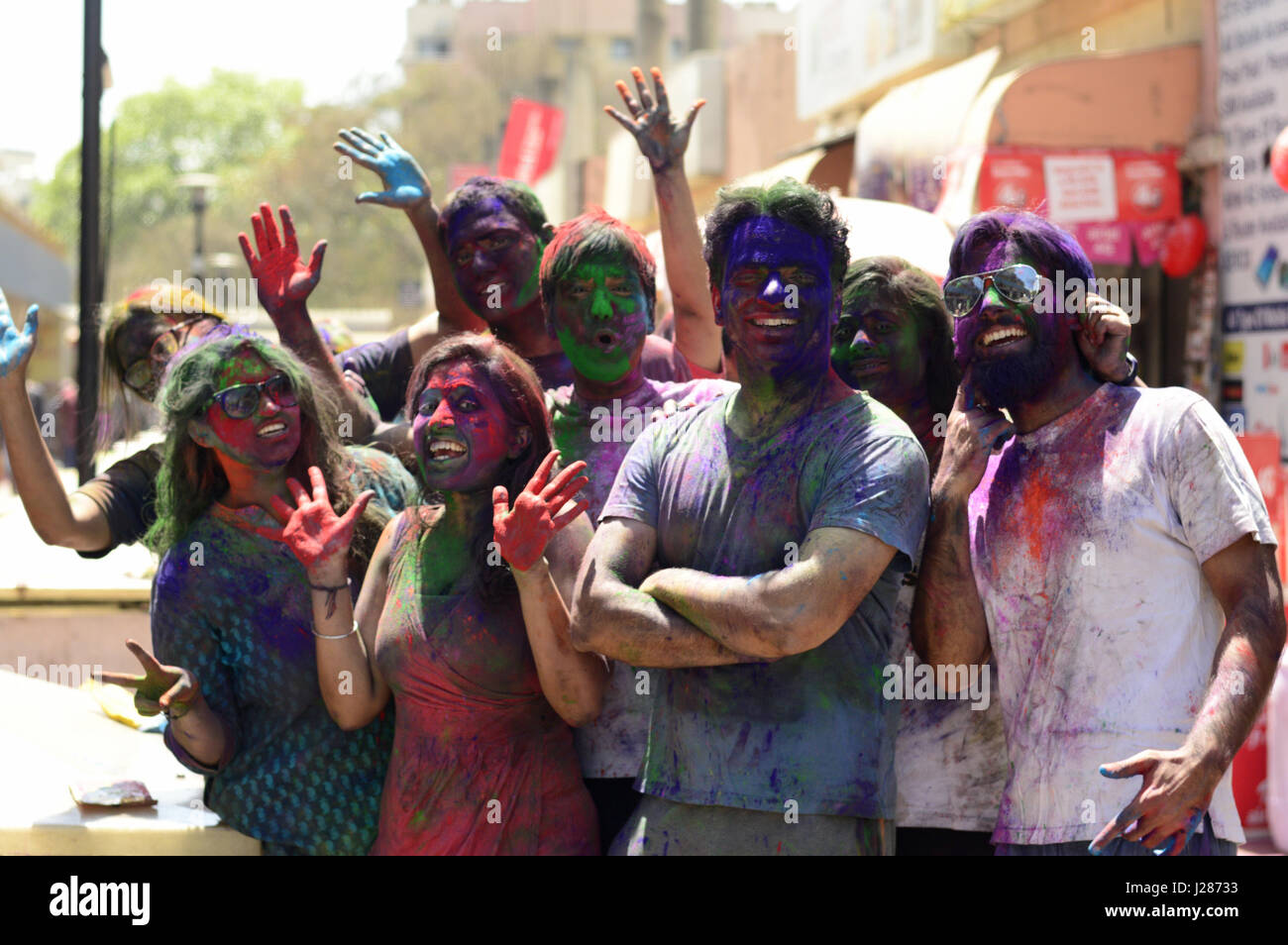 Youth celebrating Holi festival in Pune, Maharashtra Stock Photo - Alamy
