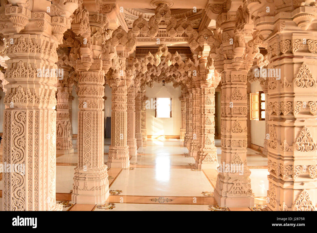 Inside pillars of BAPS Shri Swaminarayan Mandir Pune Maharashtra Stock ...