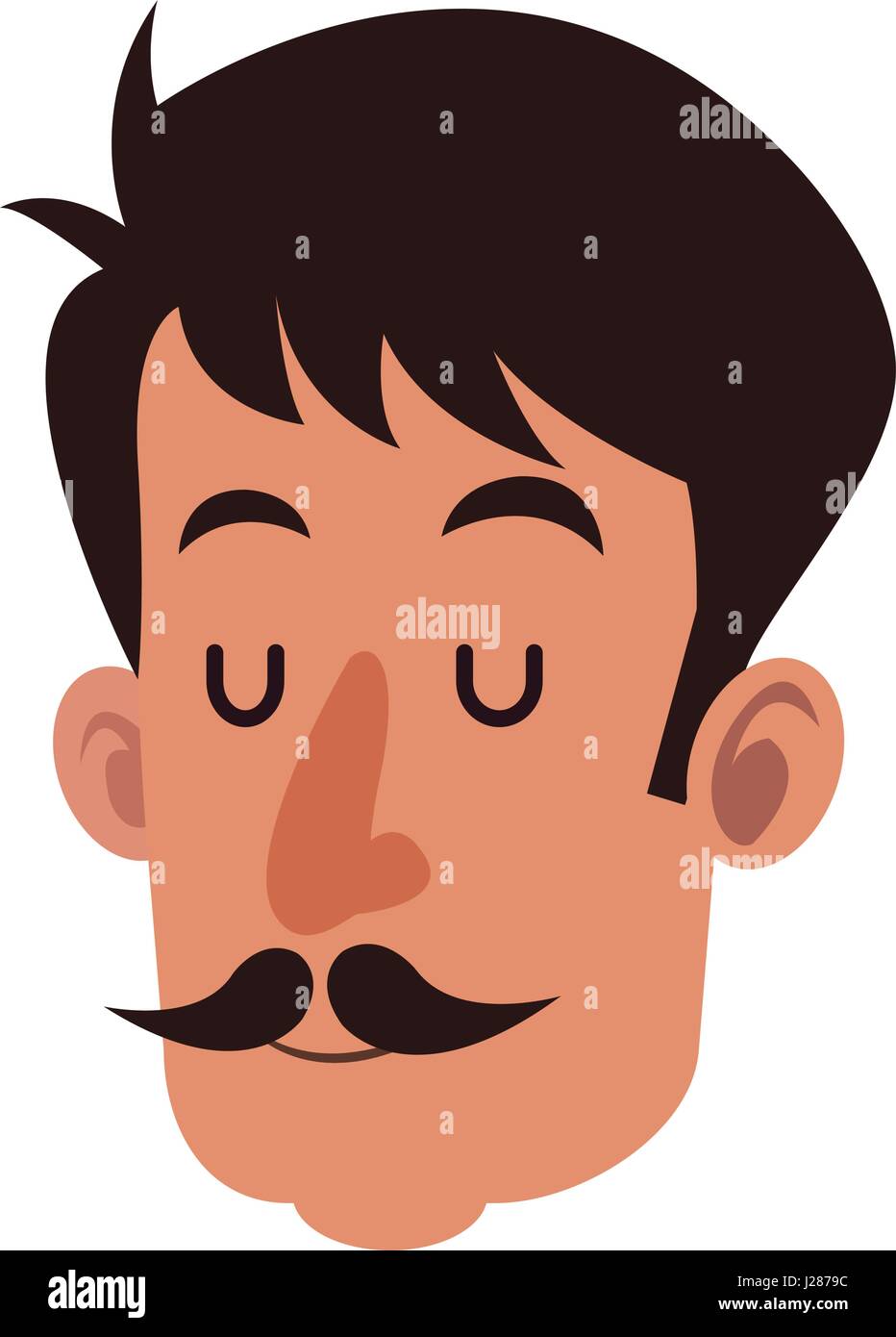 head man with mustache close eyes Stock Vector Image & Art - Alamy