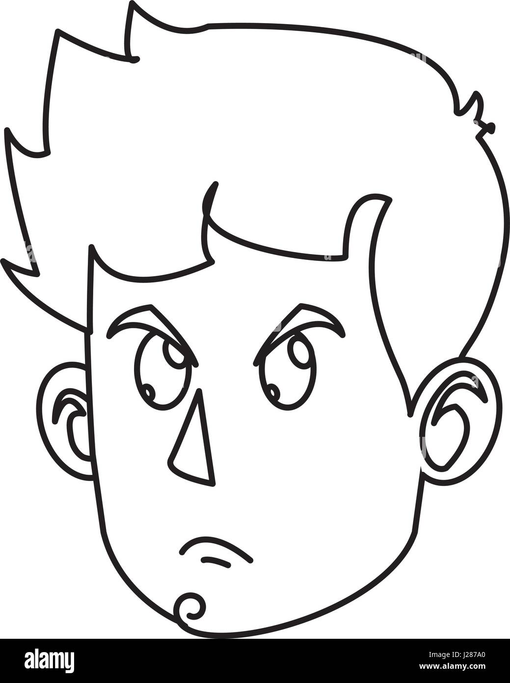 character face head boy angry outline Stock Vector Image & Art - Alamy