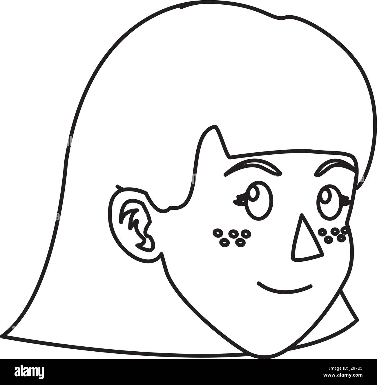 character face woman kid outline Stock Vector Image & Art - Alamy