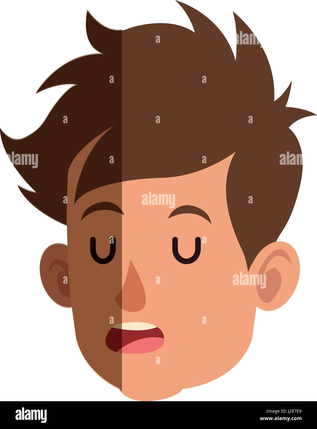 cartoon head boy child close eyes shadow Stock Vector Image & Art - Alamy