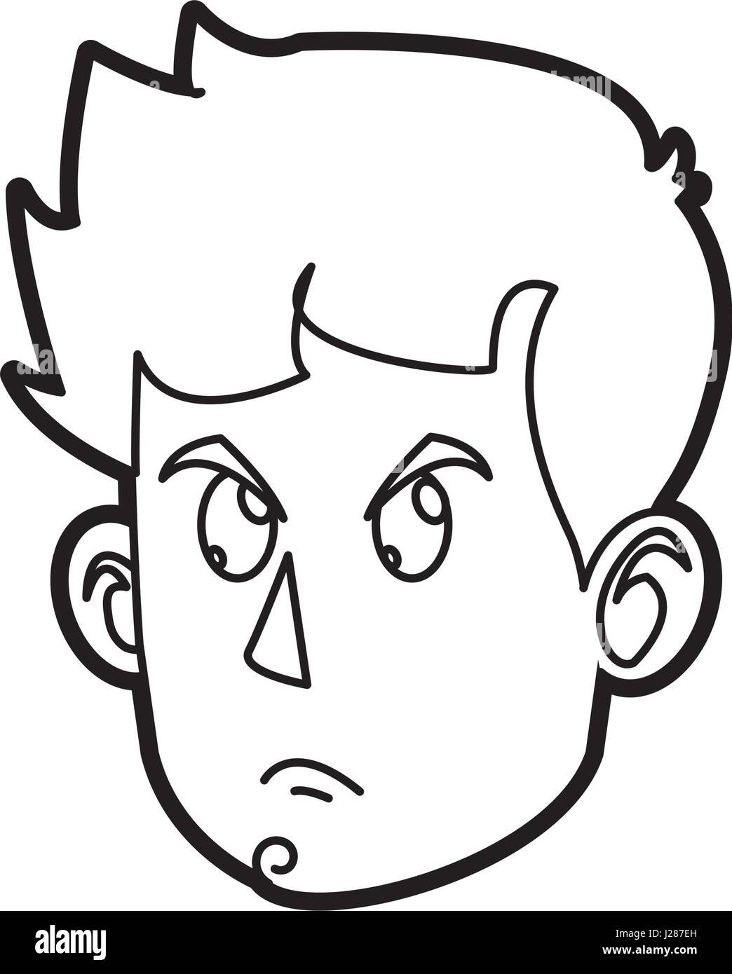 character face head boy angry outline Stock Vector Image & Art - Alamy