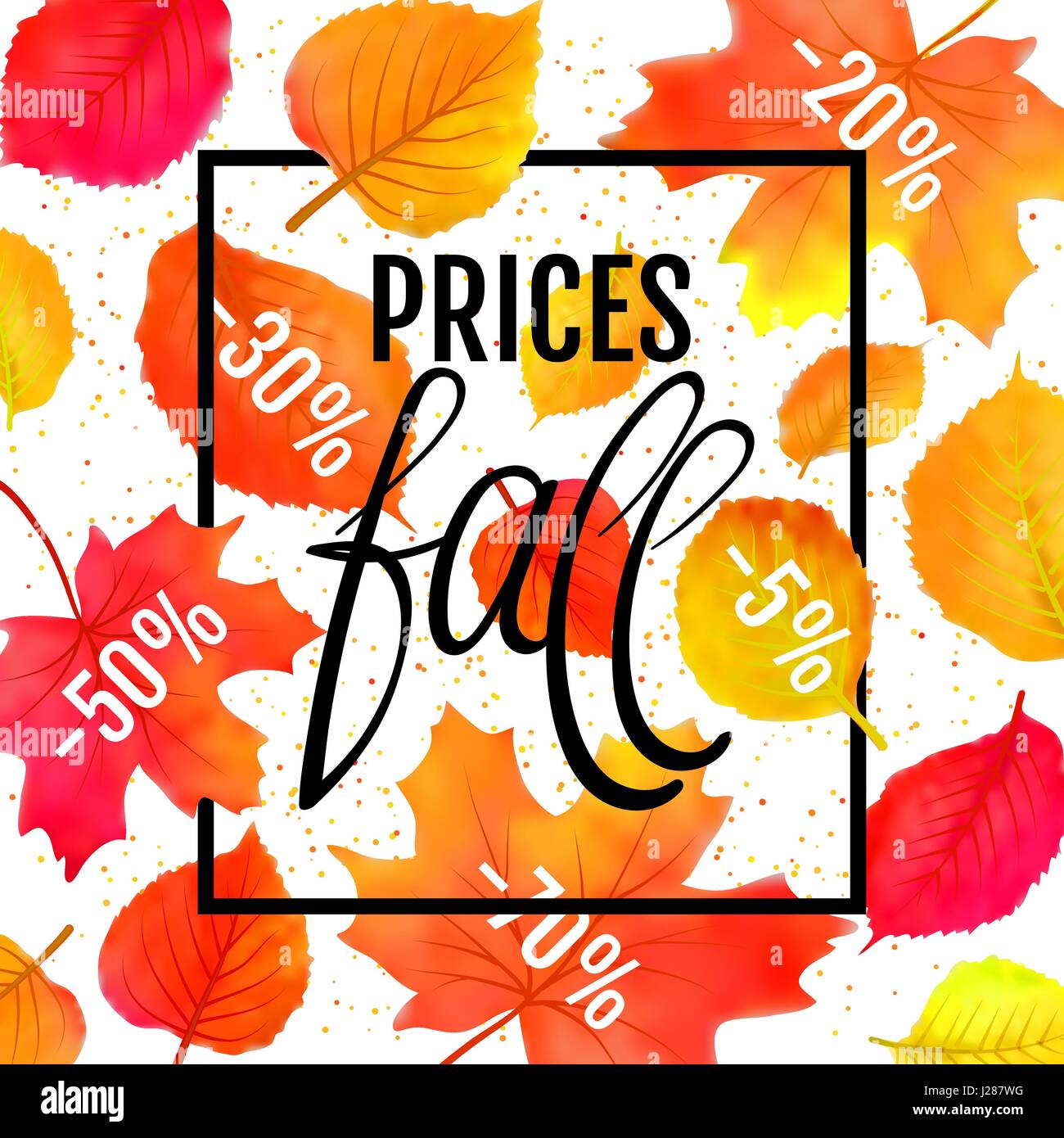 Watercolor imitation autumn foliage vector sale banner. Prices fall ...