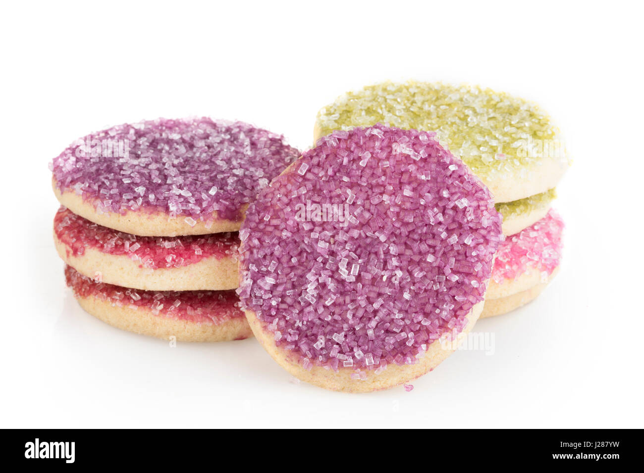 Colorful shortbread sugar cookies on white background with shadow Stock ...