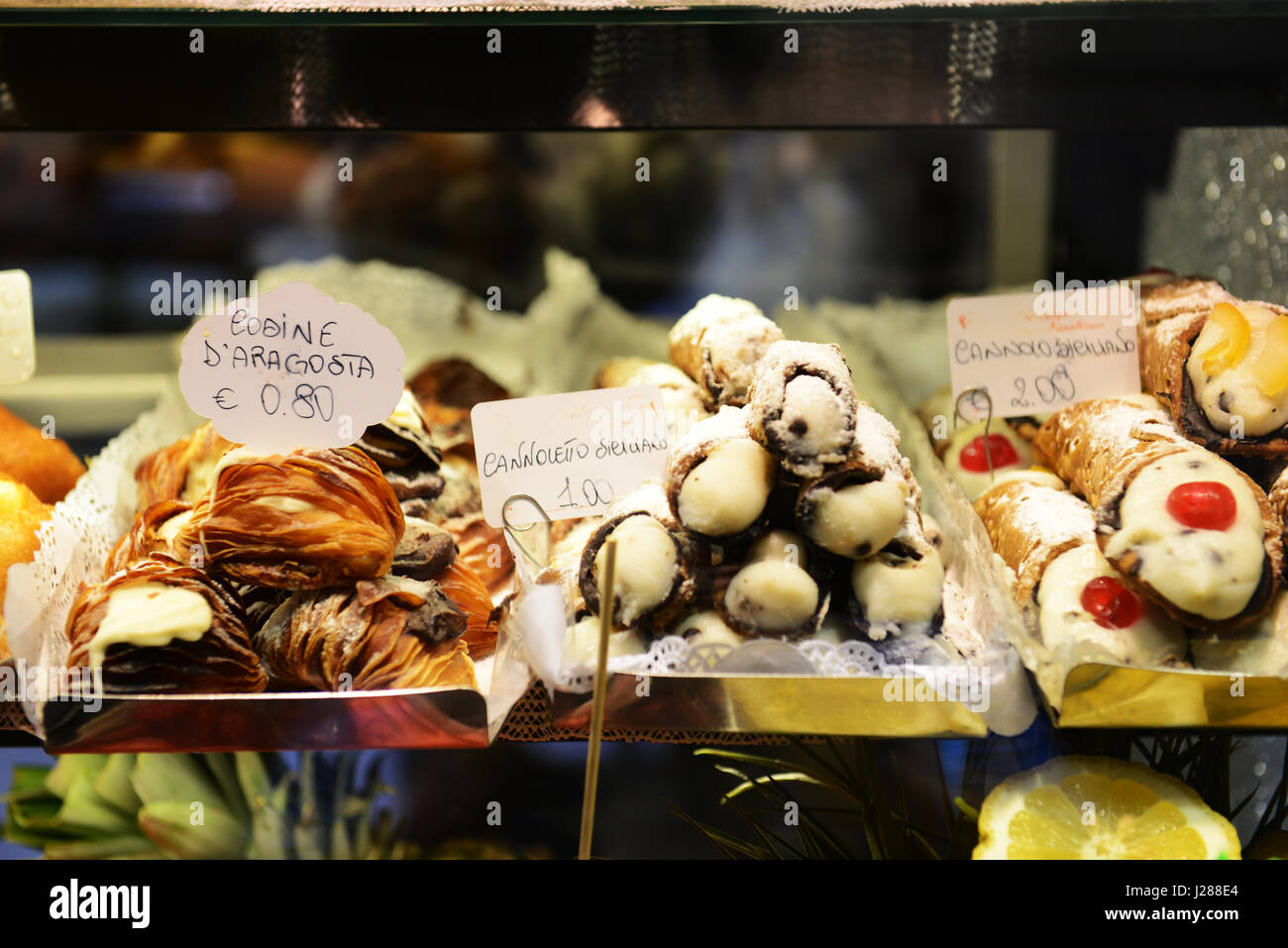 Italian sweets on display in a pastry shop in Naples Stock Photo - Alamy