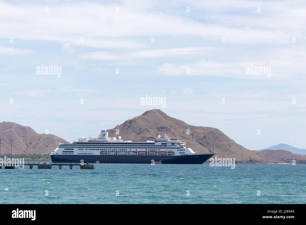 The cruise ship Volendam belonging to tht Holland America line anchored ...