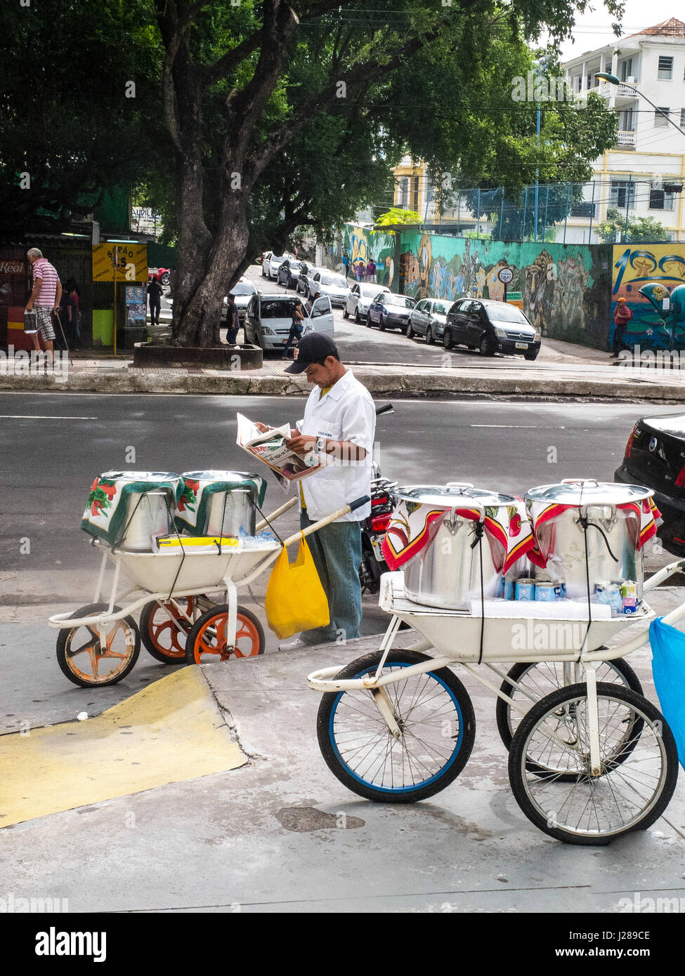 South America, Amazon, Manaus, street soup vendor in the streets Stock ...