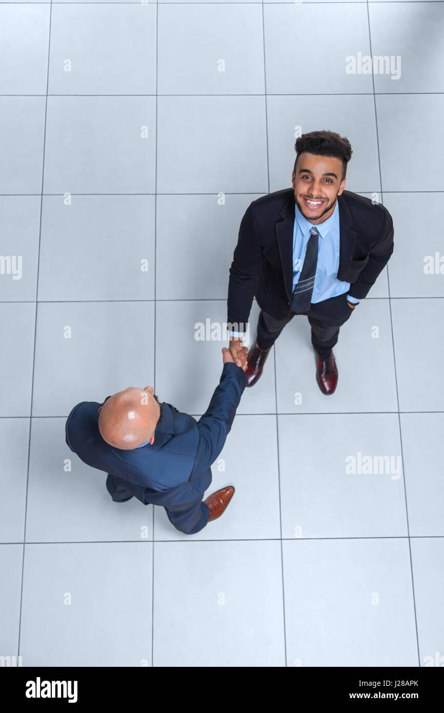 Business People Boss Hand Shake Welcome Gesture Top Angle View ...