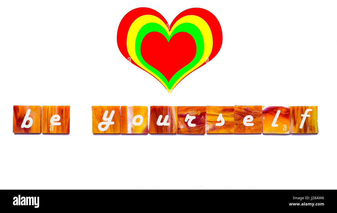 Orange mosaic tiles with letters in front of white background - Love ...