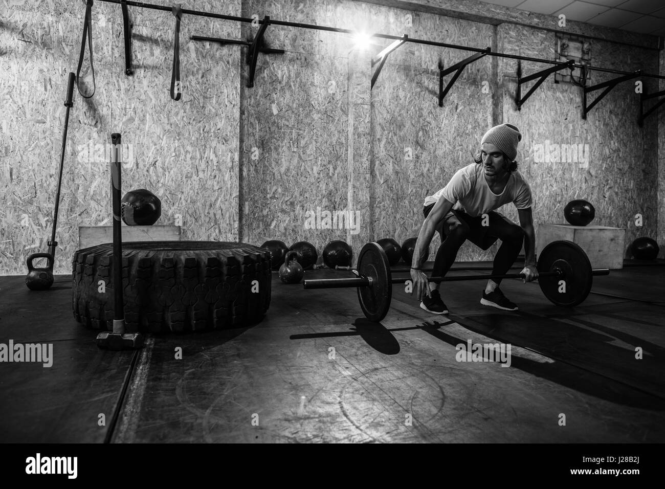 Young fitness people doing Black and White Stock Photos & Images - Alamy