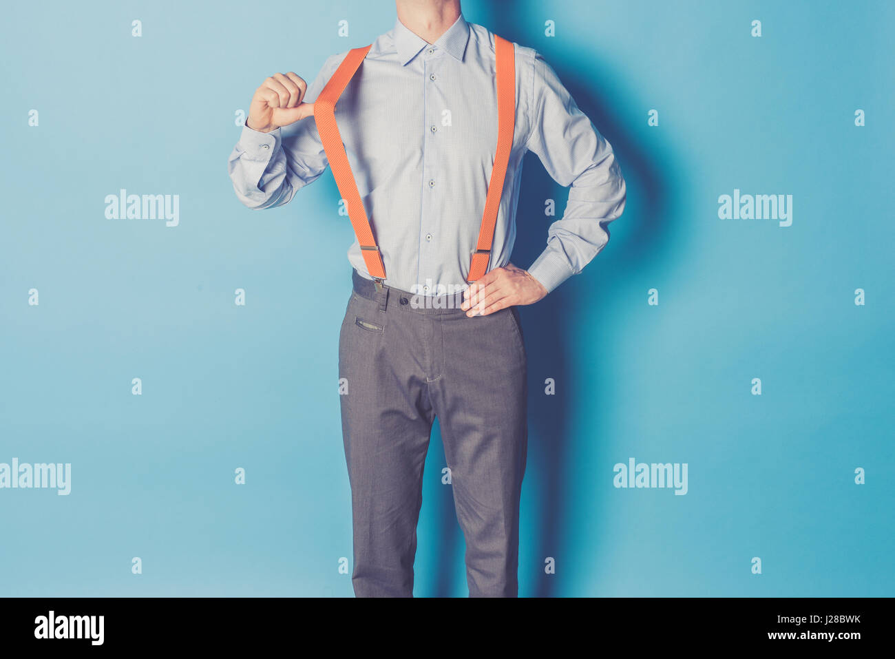Man against blue background hi-res stock photography and images - Alamy