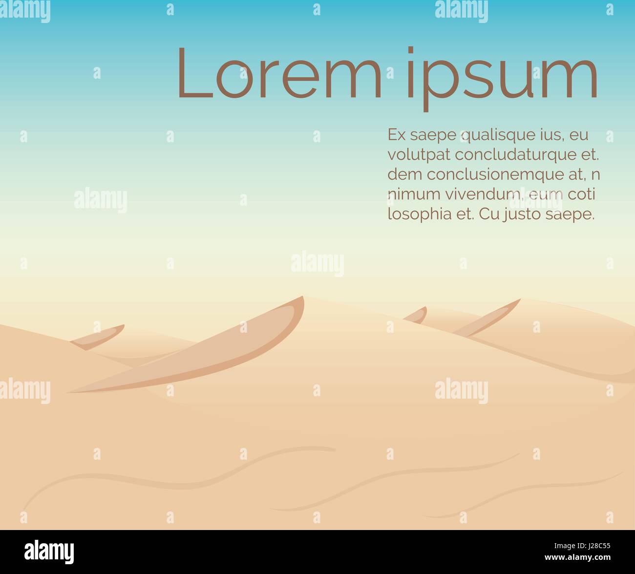 Desert landscape in the afternoon bright sun. The place for the text ...