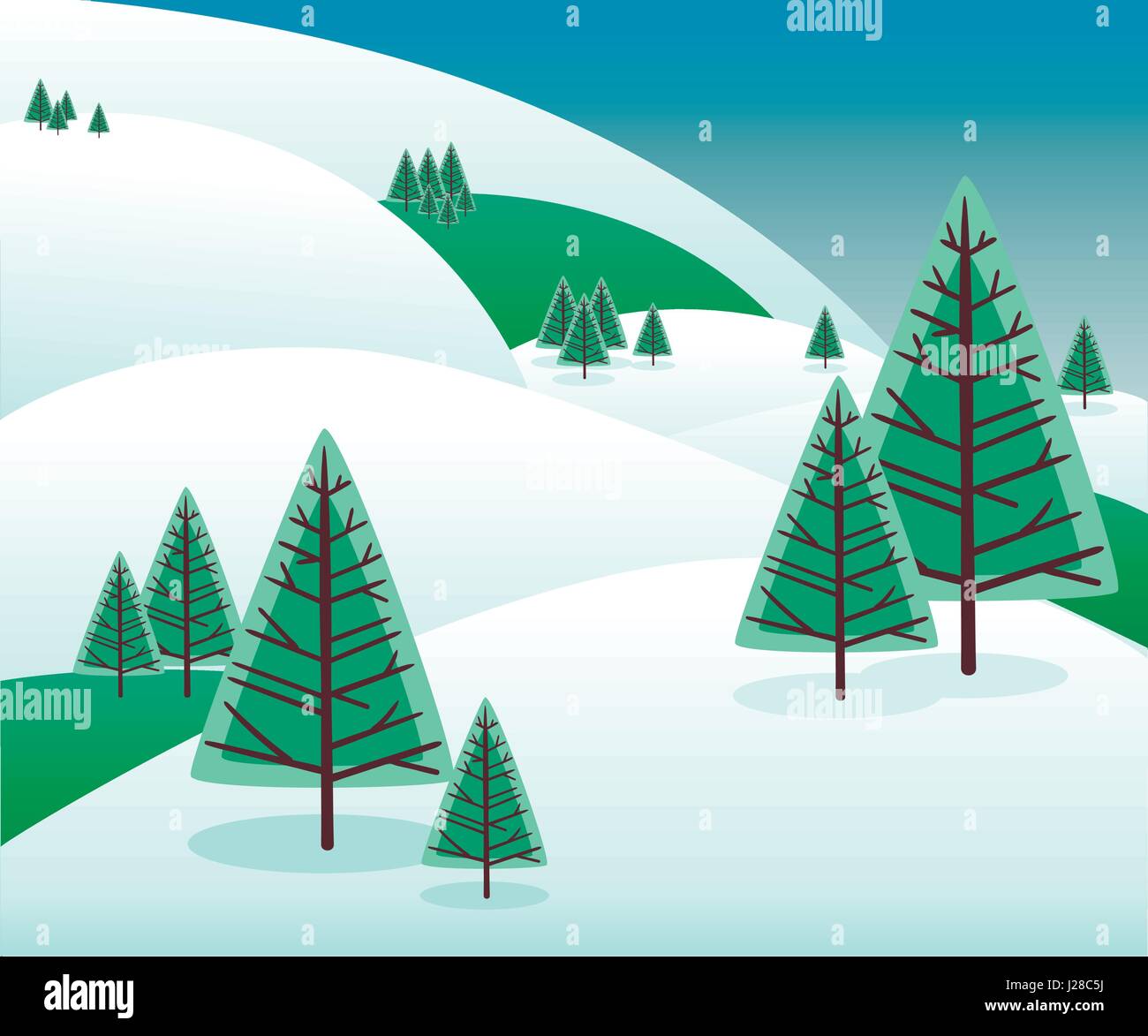 Christmas scene snow covered trees Stock Vector Images - Alamy