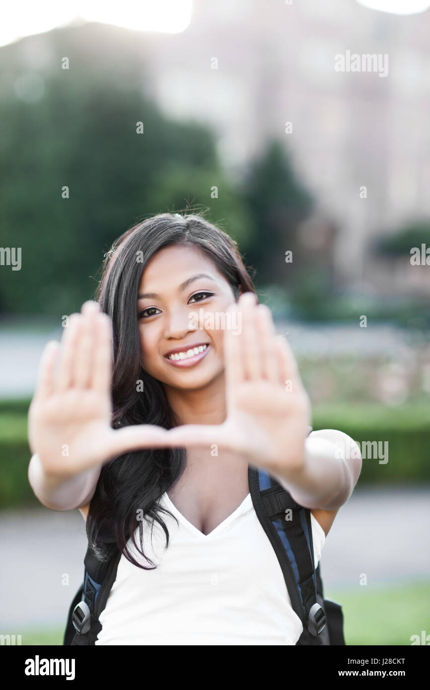 School photo girl frame hi-res stock photography and images - Alamy