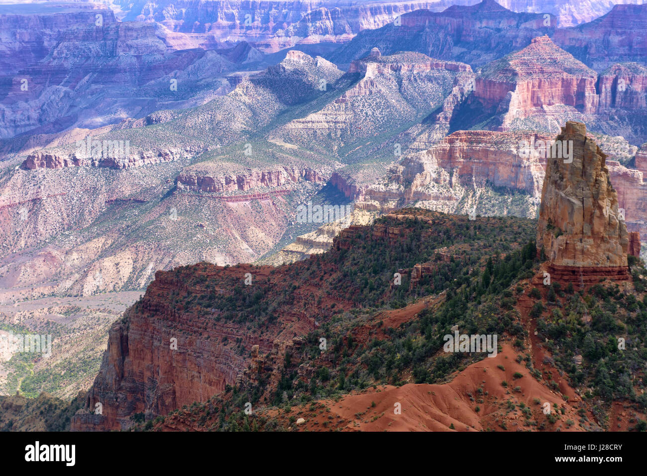 Rock formation sticking up in the Grand Canyon viewed from the North ...