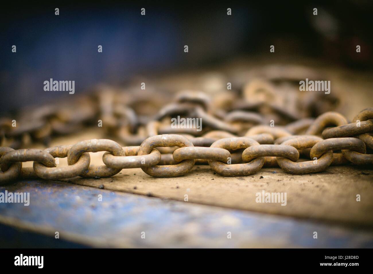 Transport haulage chains in a workshop in Gateshead Stock Photo - Alamy