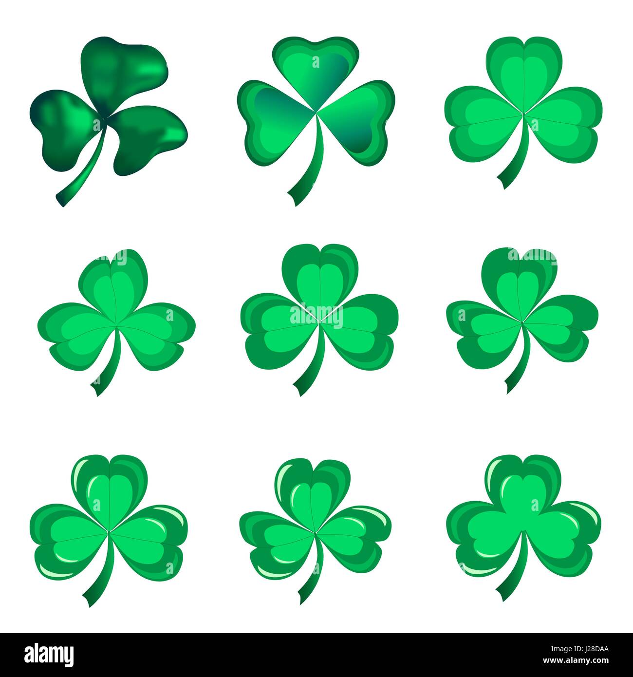 Set of nine different design of shamrocks for St. Patricks day Stock ...