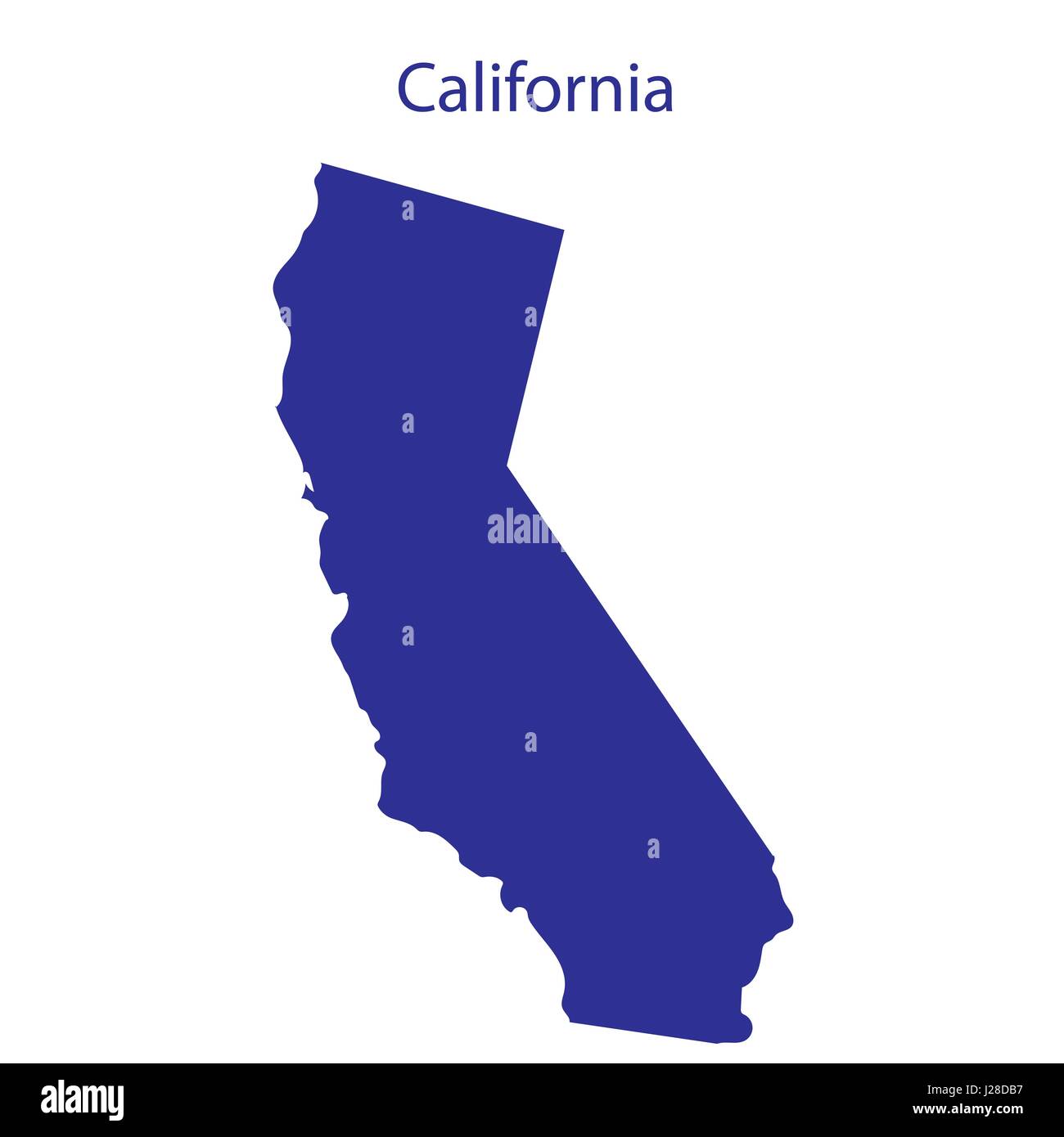United States, California. Dark blue silhouette of the state on its ...