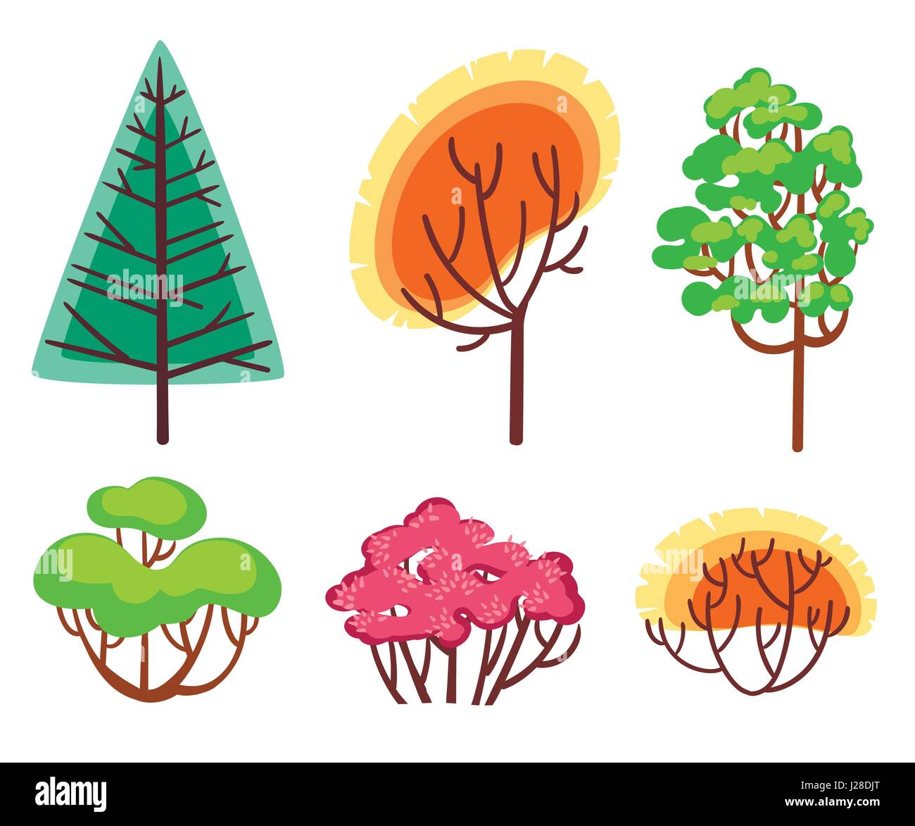 Trees. Collection of design elements. Icons set. vector illustration ...