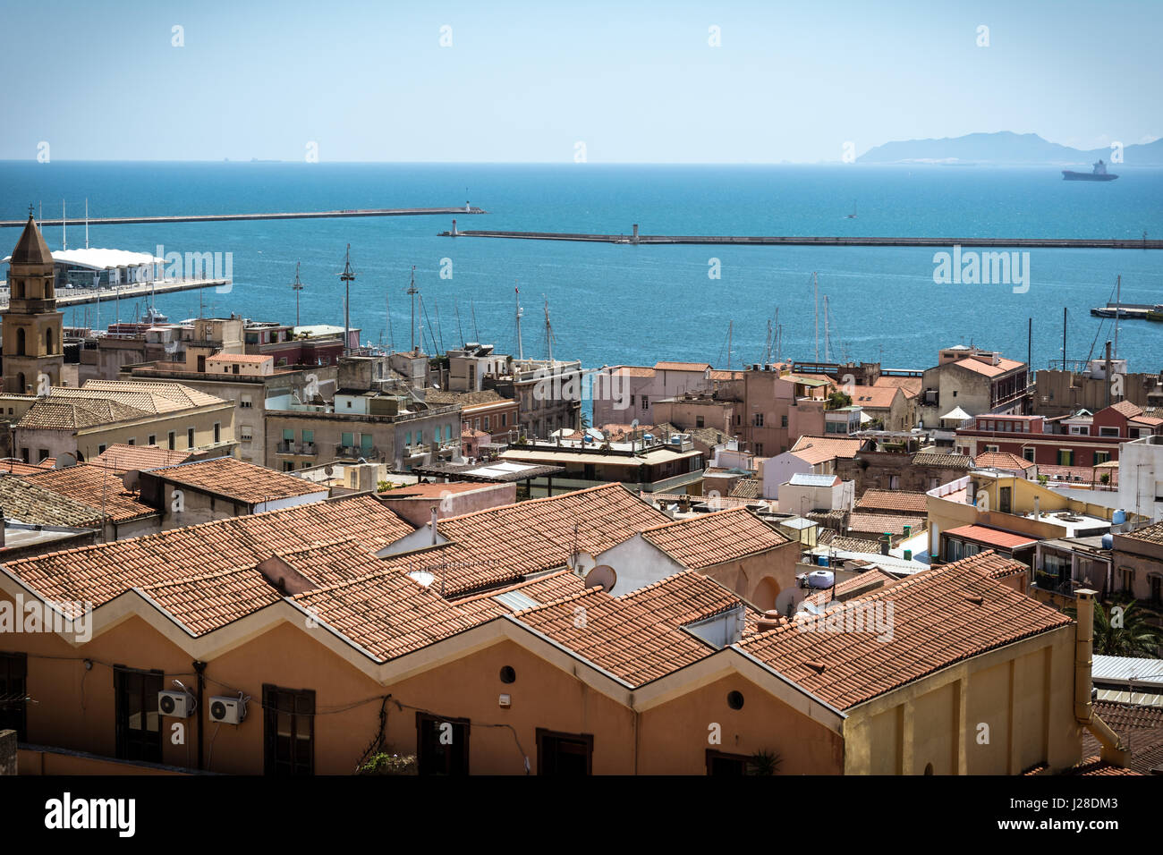 View on the city of Cagliari, the capital of Sardinia, Italy. Identical ...