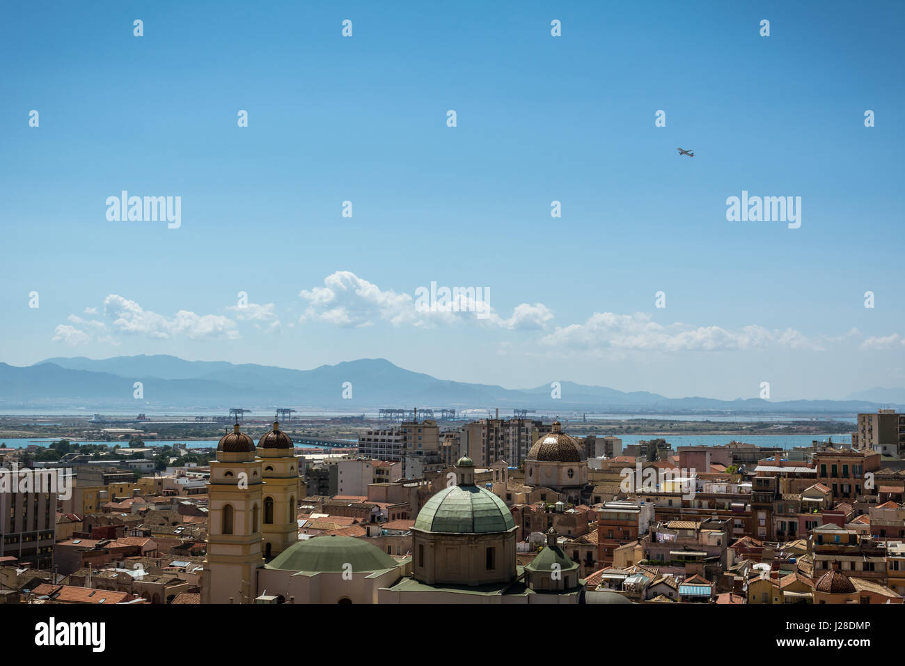 View on the city of Cagliari, the capital of Sardinia, Italy. Colorful ...