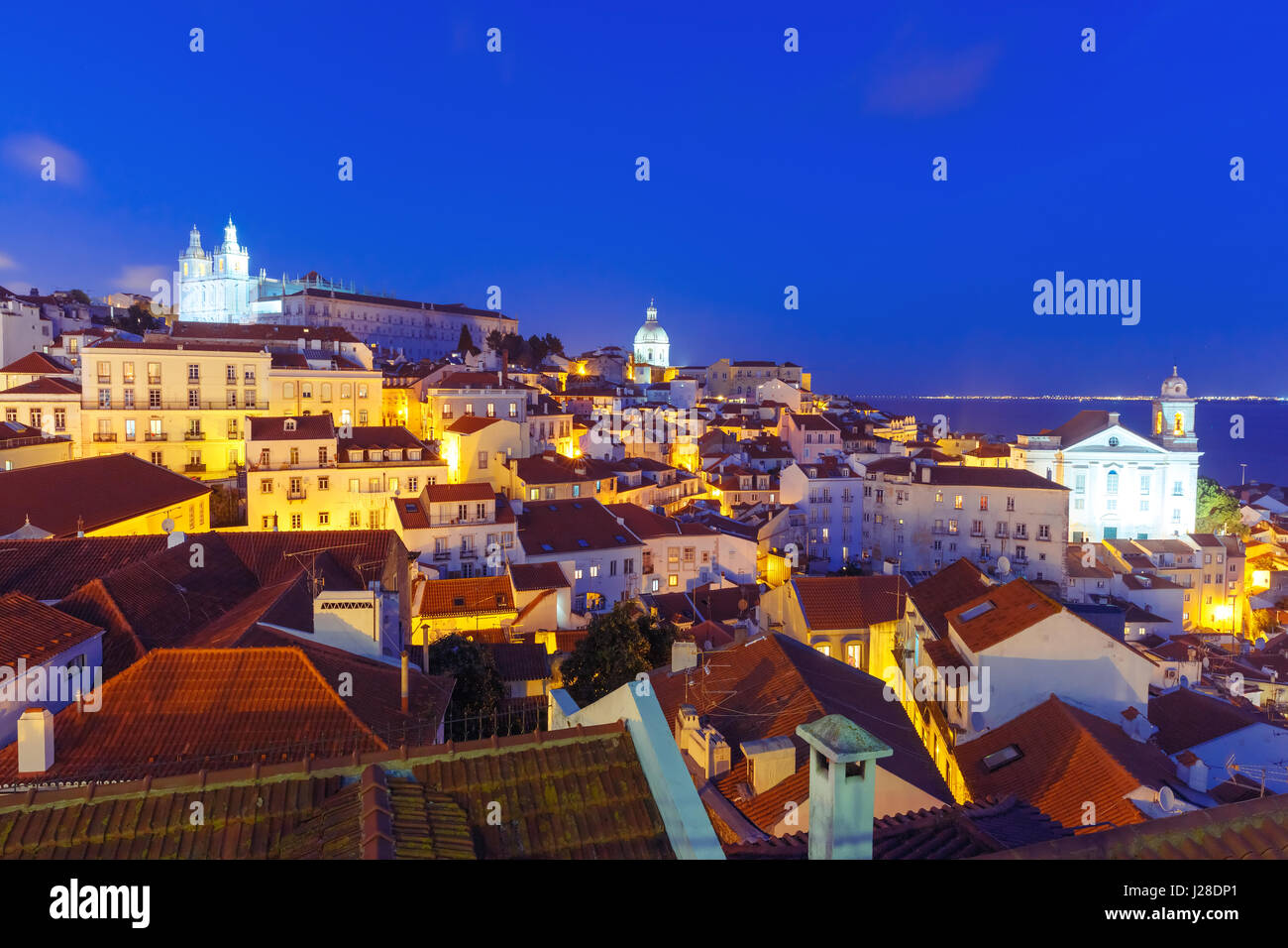 Alfama at night, Lisbon, Portugal Stock Photo - Alamy