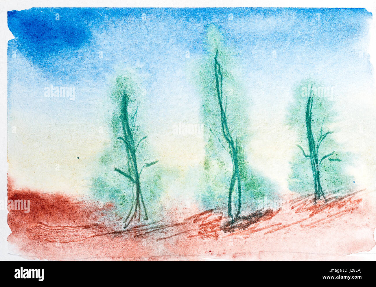 Watercolor drawing tree artist hi-res stock photography and images - Alamy
