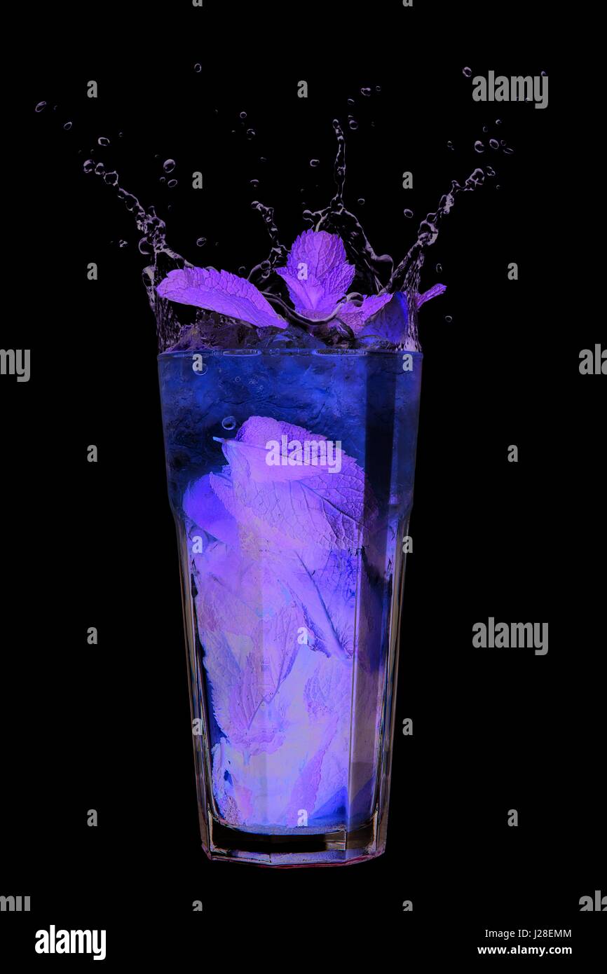 Mojito cocktail splash on a white background Stock Photo - Alamy