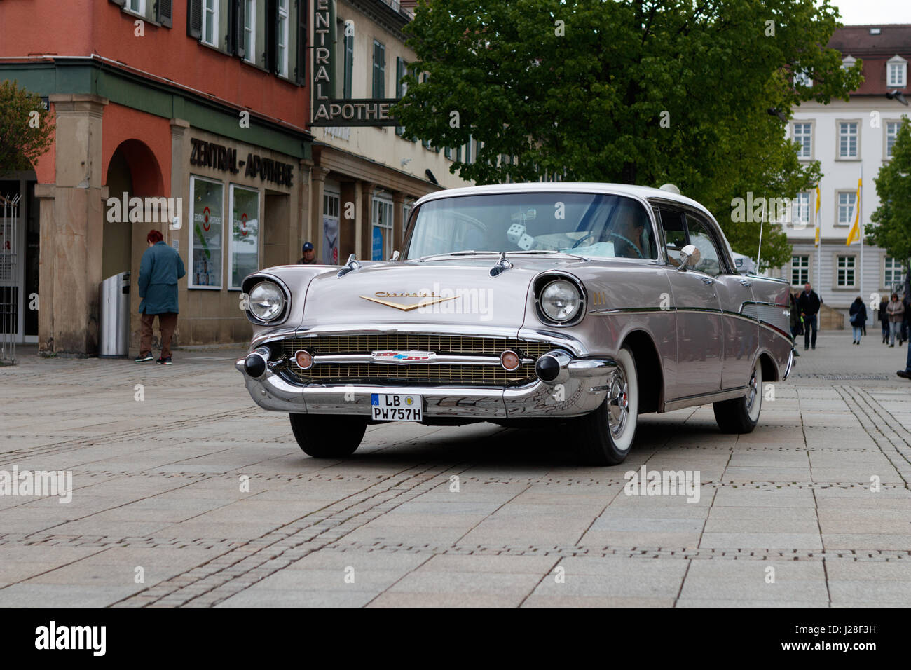 LUDWIGSBURG, GERMANY - APRIL 23, 2017: Chevrolet Bel Air oldtimer car ...