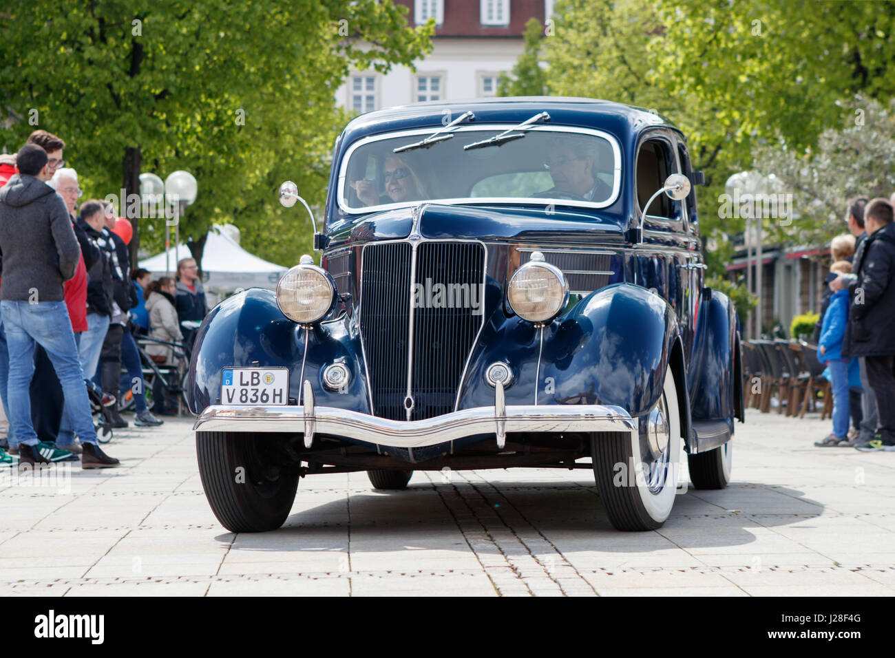 LUDWIGSBURG, GERMANY - APRIL 23, 2017: Ford oldtimer car at the ...