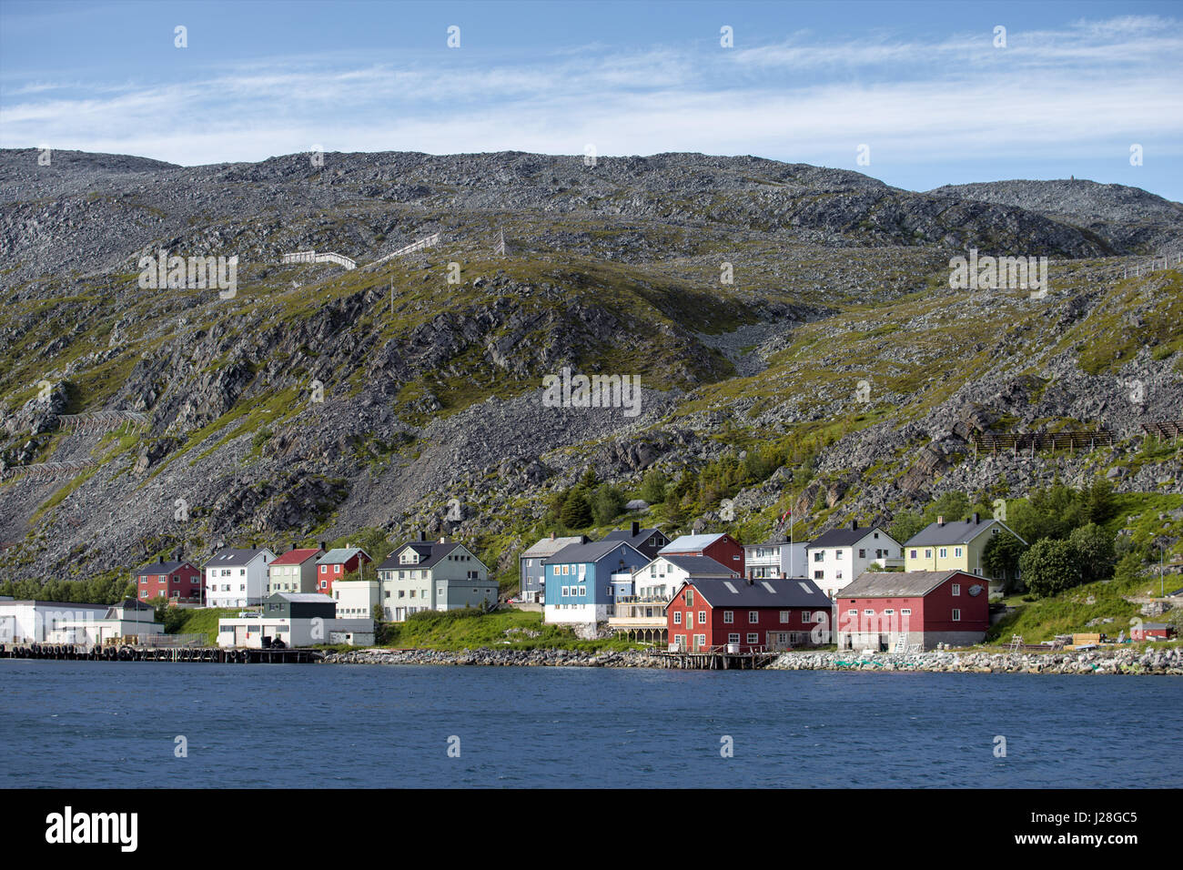 Norway, Finnmark, Kjøllefjord, houses in the village Kjöllefjord, a ...